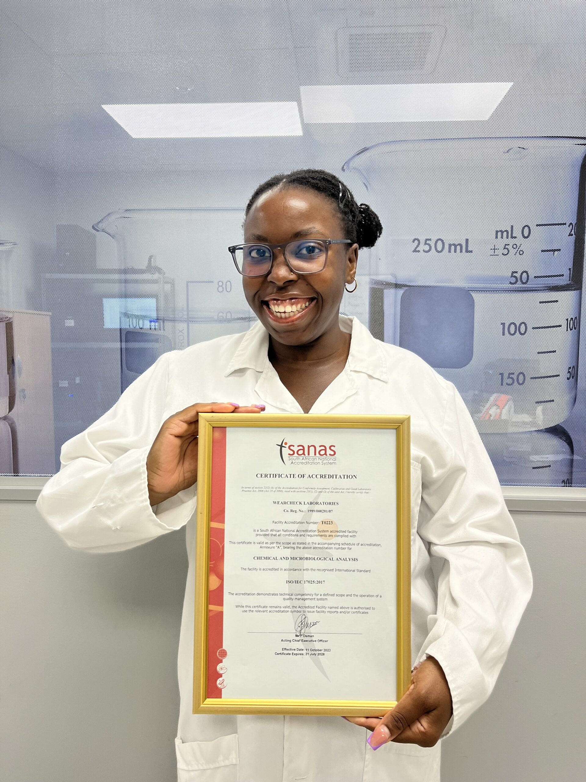 WearCheck Water laboratory assistant, Khensani Mbuli, is pictured with ...